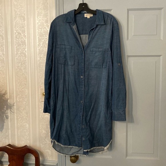 cloth & stone | Dresses | Blue Corduroy Cloth Stone Button Down ...